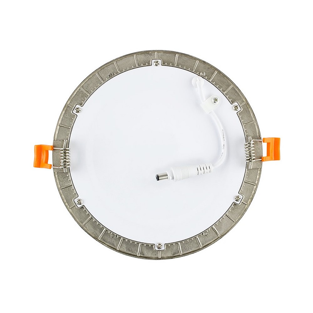 Dalle LED Ronde Extra-Plate 6W Argentée Coupe Ø 110 mm