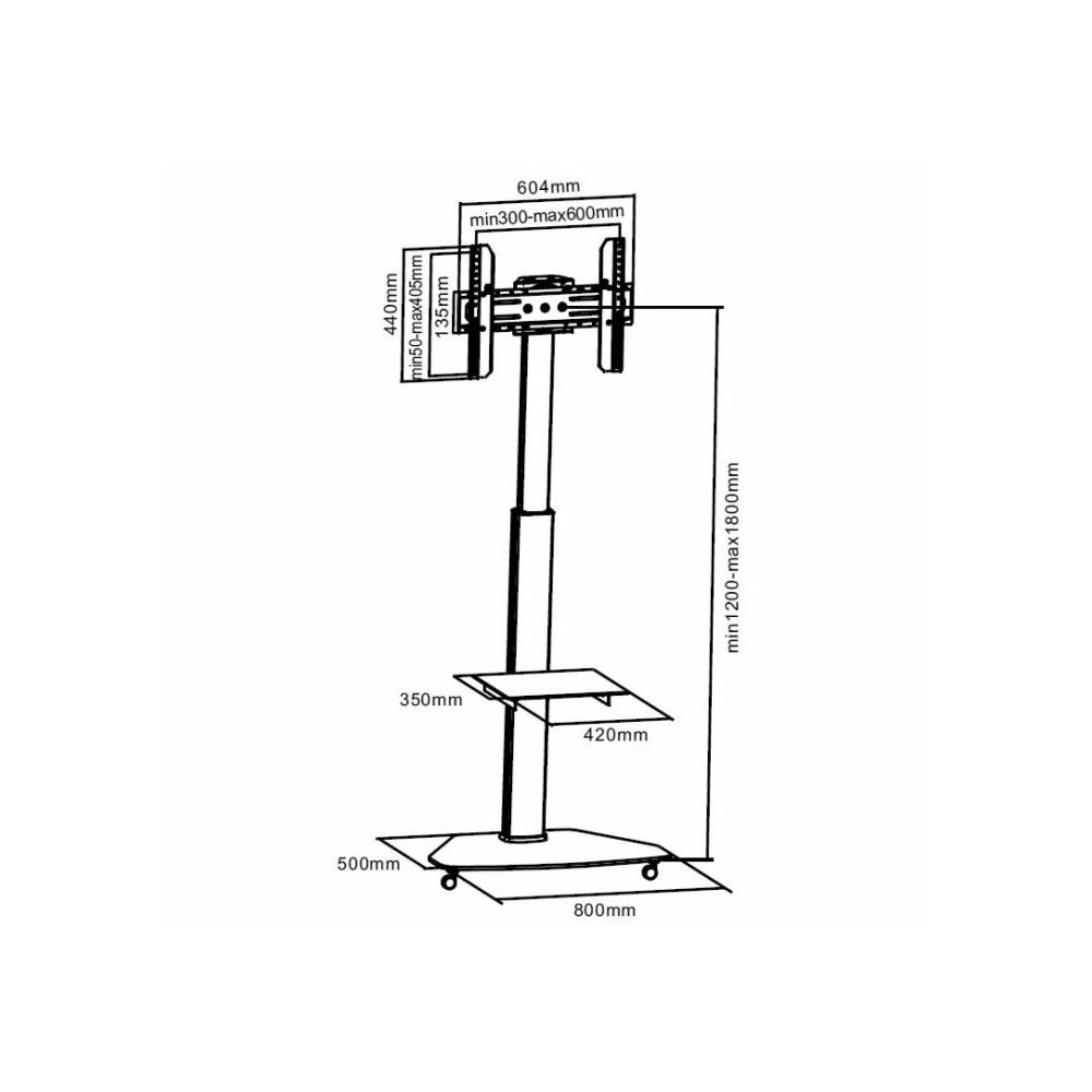 Support ecran à roulette 32' à 70'