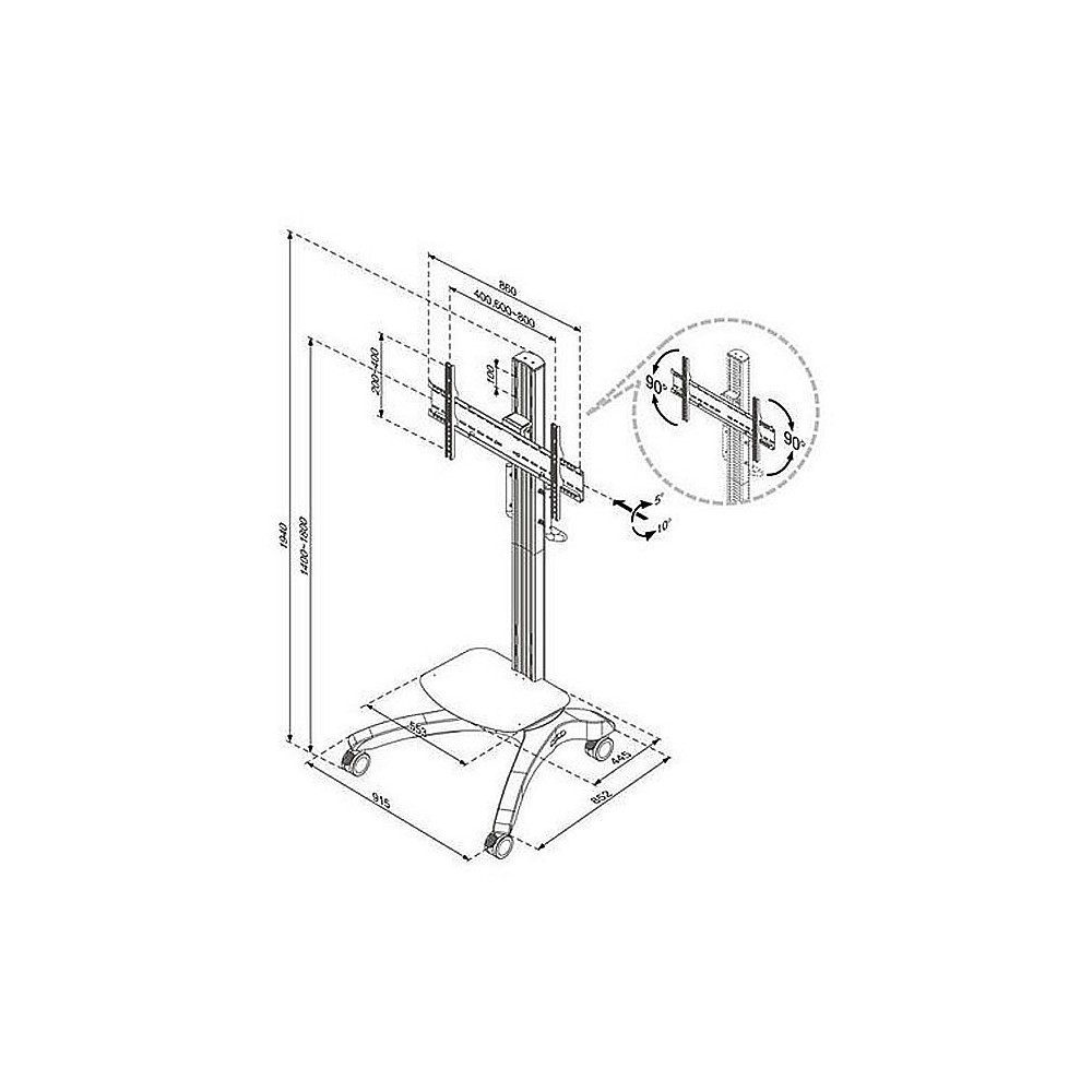 SUPPORT ECRAN A ROULETTE 1.80M