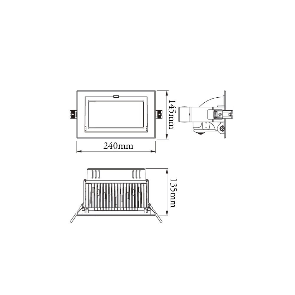 Projecteur LED Samsung 120lm/W Orientable Rectangulaire 28W Noir LIFUD