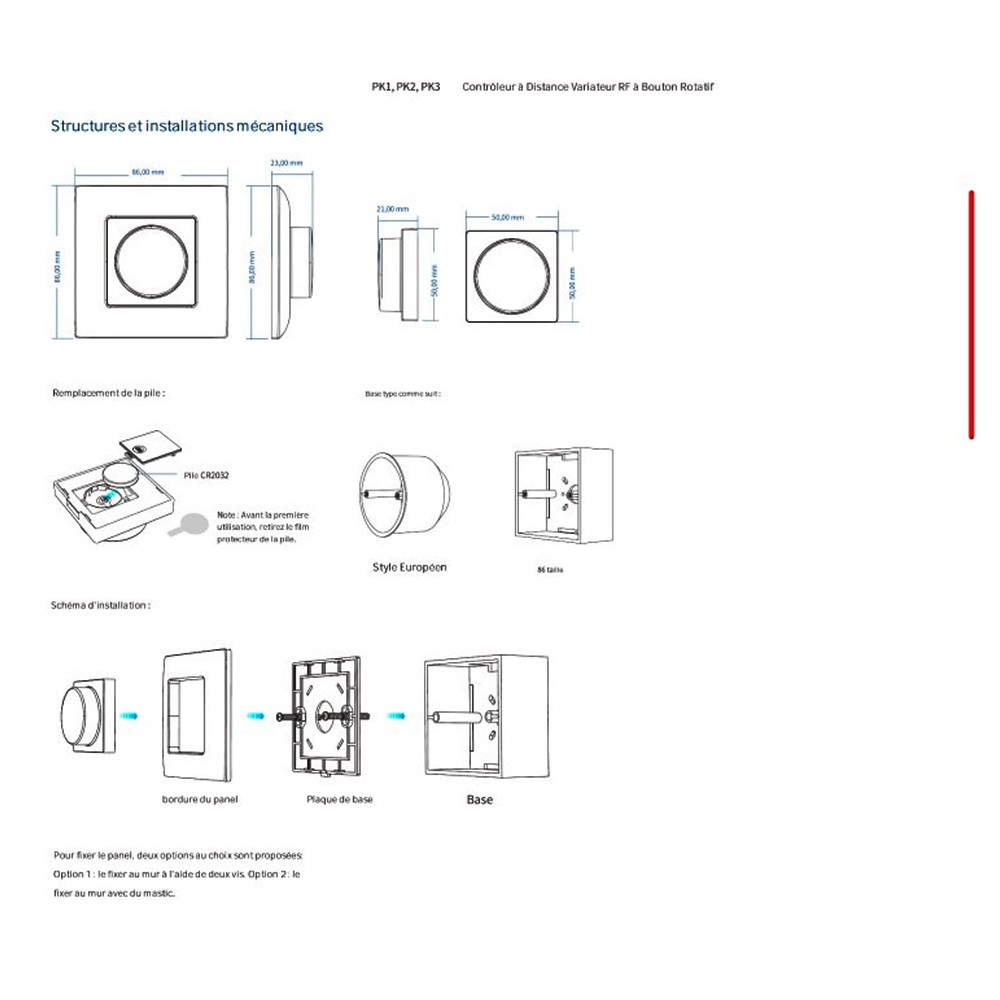 Contrôleur à Distance pour Variateur LED 1-10V et Triac RF Sans-Fil