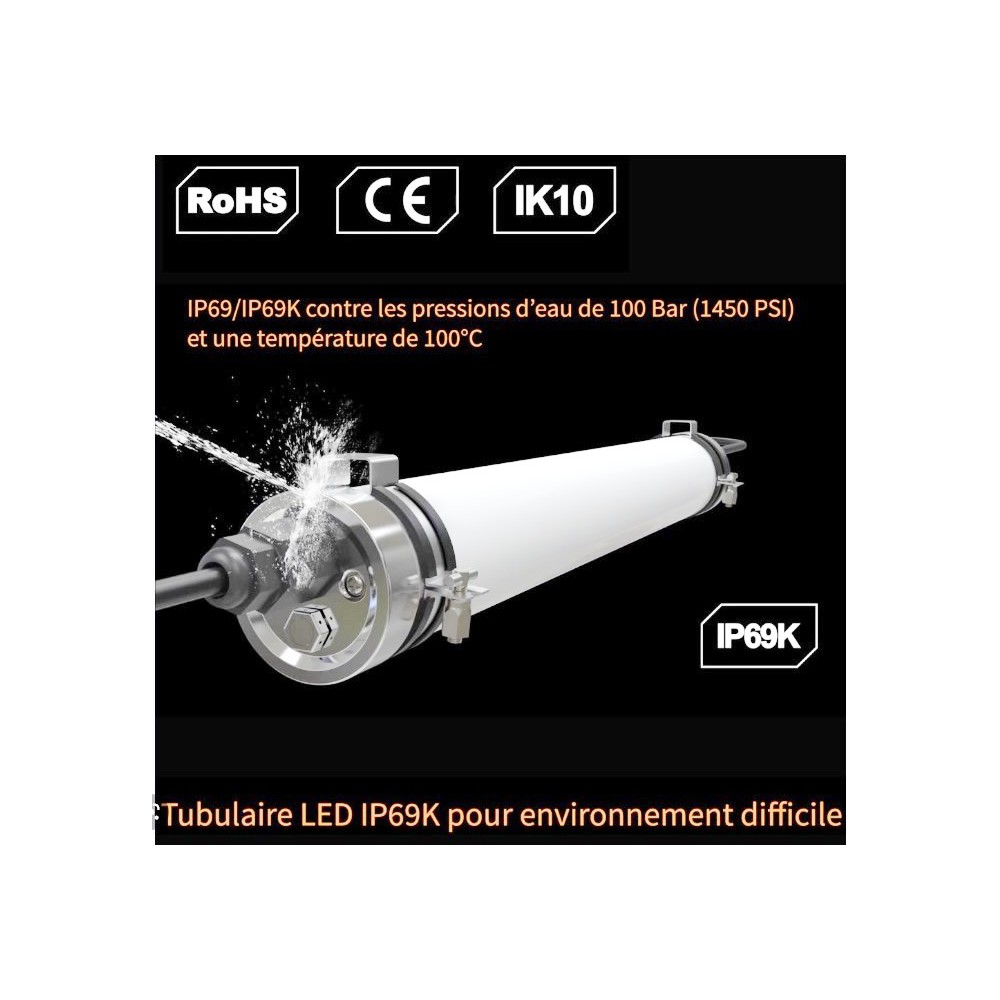 Réglette étanche led 40W IP69K IK08
